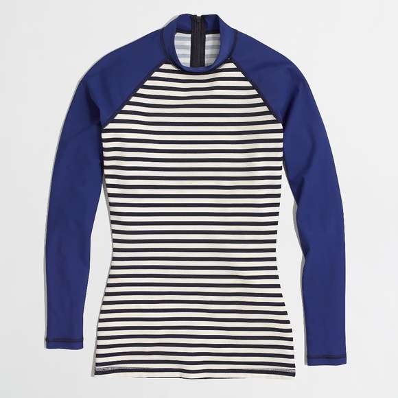 J. Crew Factory | Swim | Jcrew Colorblock Striped Rash Guard Swim Suit ...